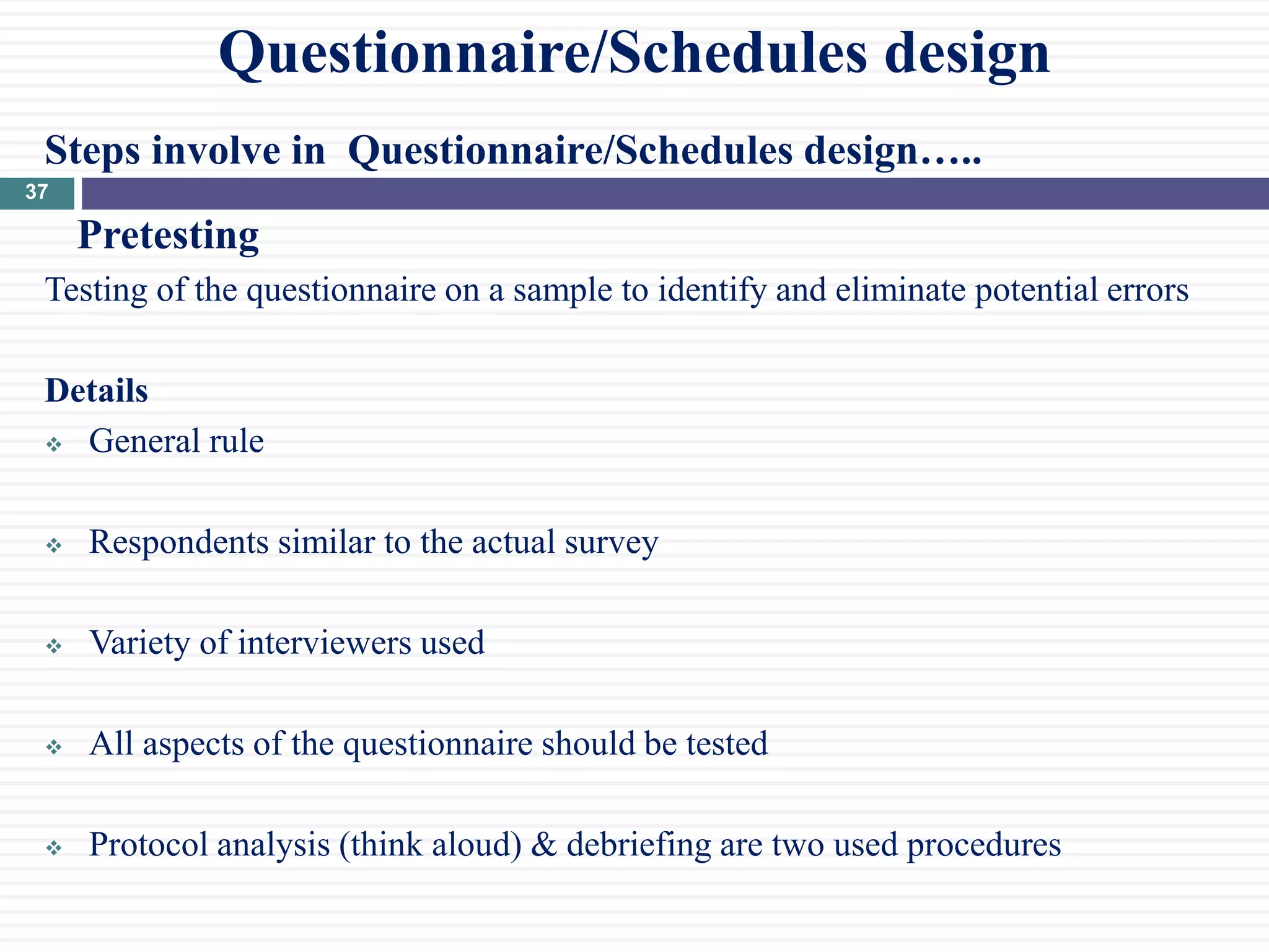Questionnaire and schedules design | PPTX