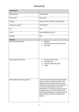 Questionnaire completed | PDF