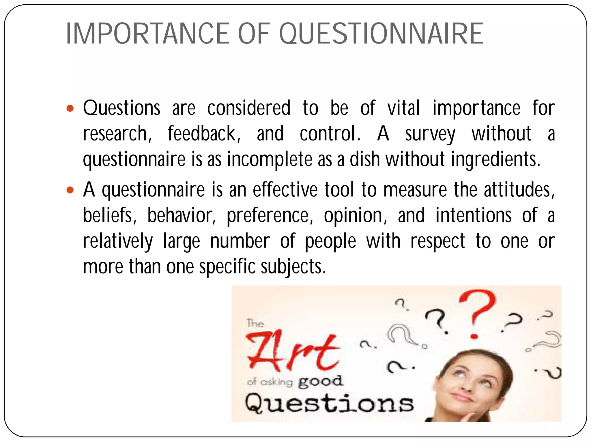 Questionnaire as a tool for assessment | PDF
