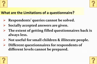 Questionnaire as a tool for data collection | PPTX