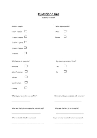 Questionnaire audiance research | DOCX