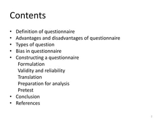 Questionnaire research | PPTX