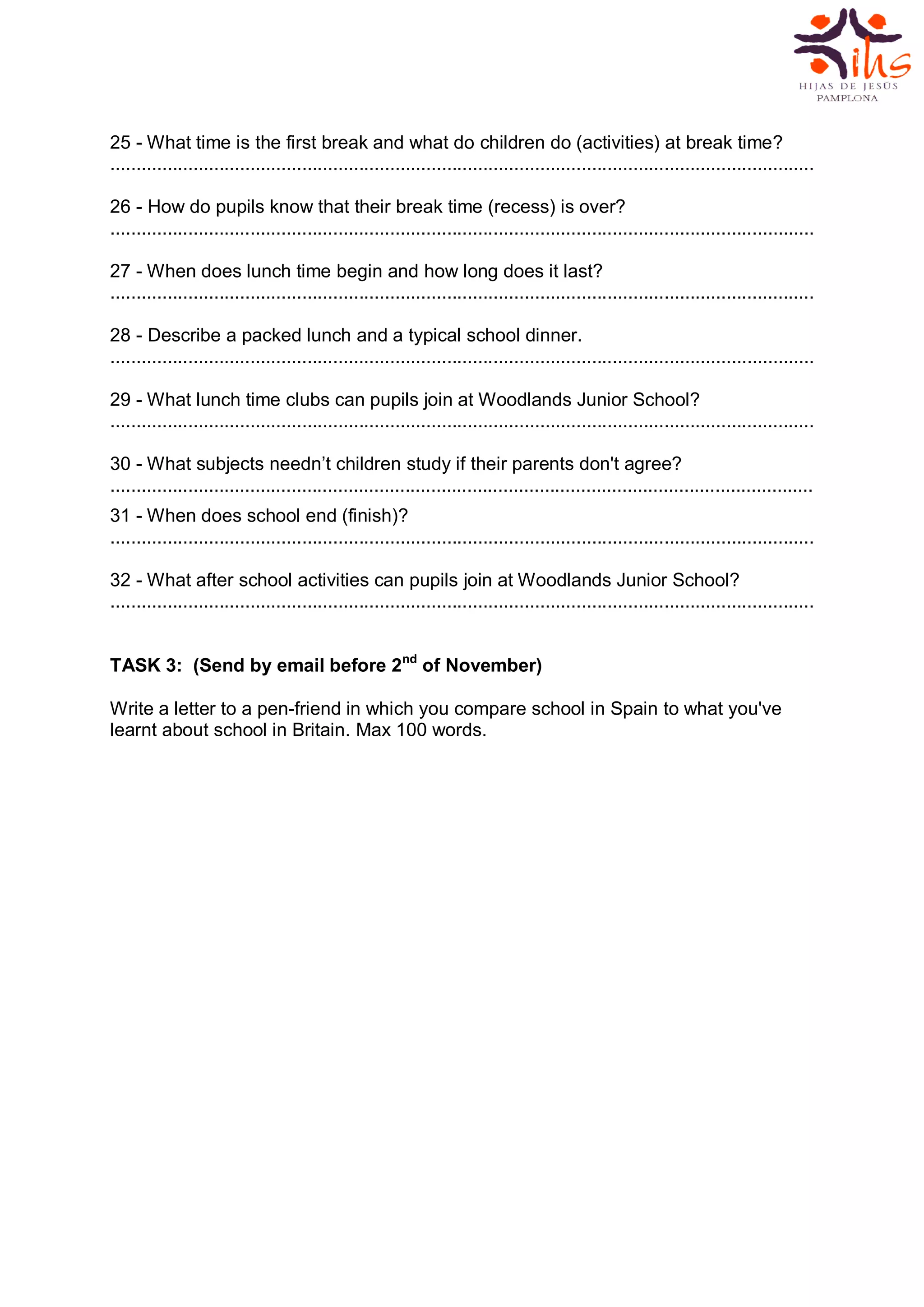 Questionnaire british schools webquest | PDF | Homework and Study ...