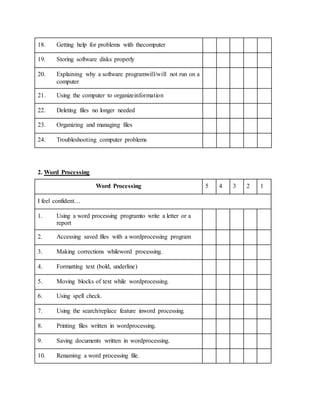 Questionnaire checklist | DOCX