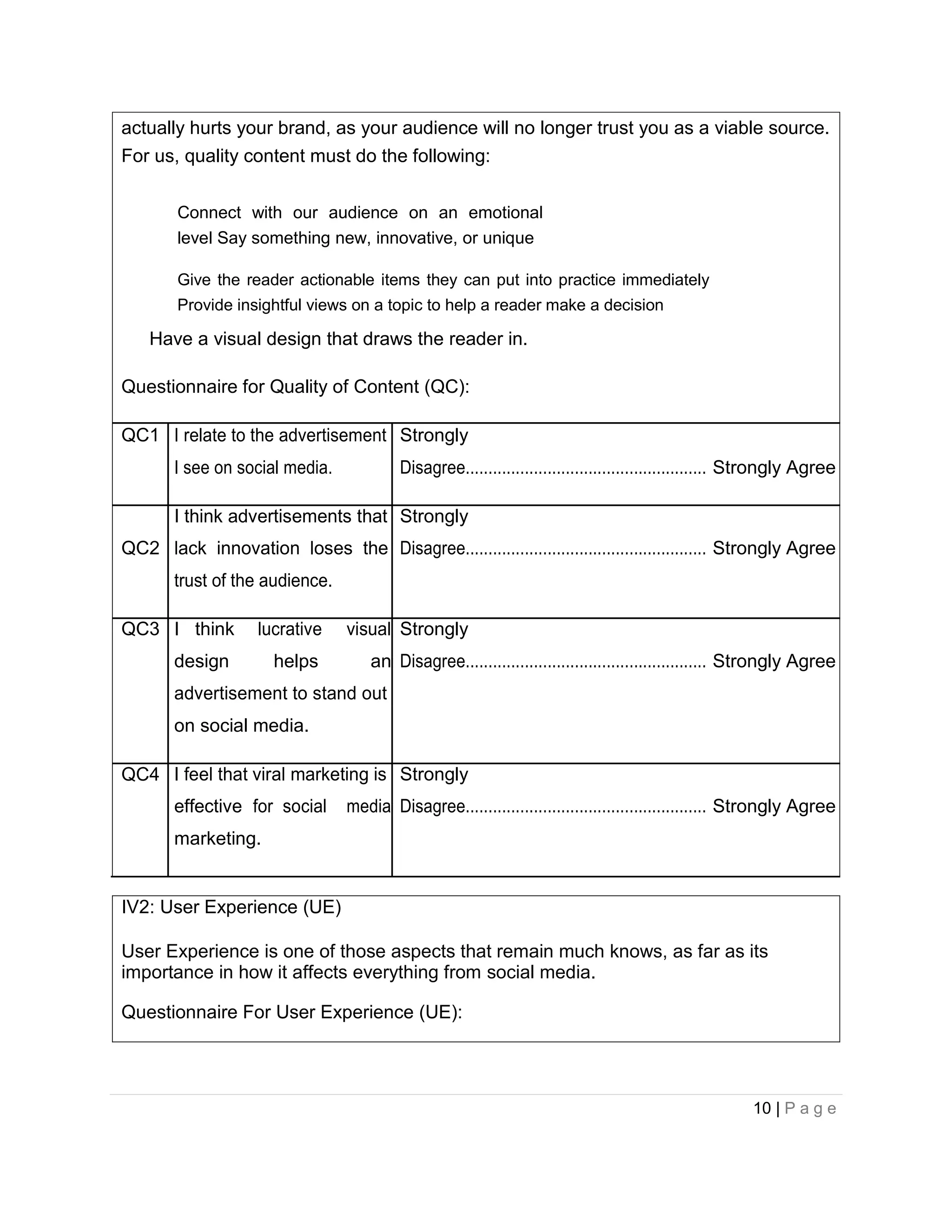 Questionnaire Description a guide for answering questions | DOCX