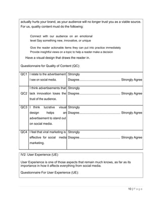 Questionnaire Description a guide for answering questions | DOCX