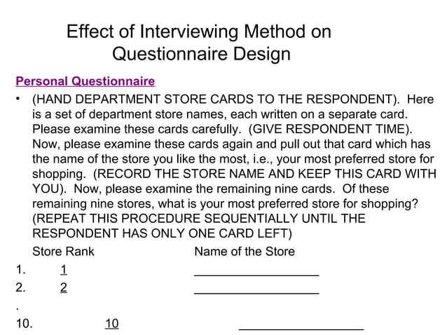 Questionnaire desiging | PPT