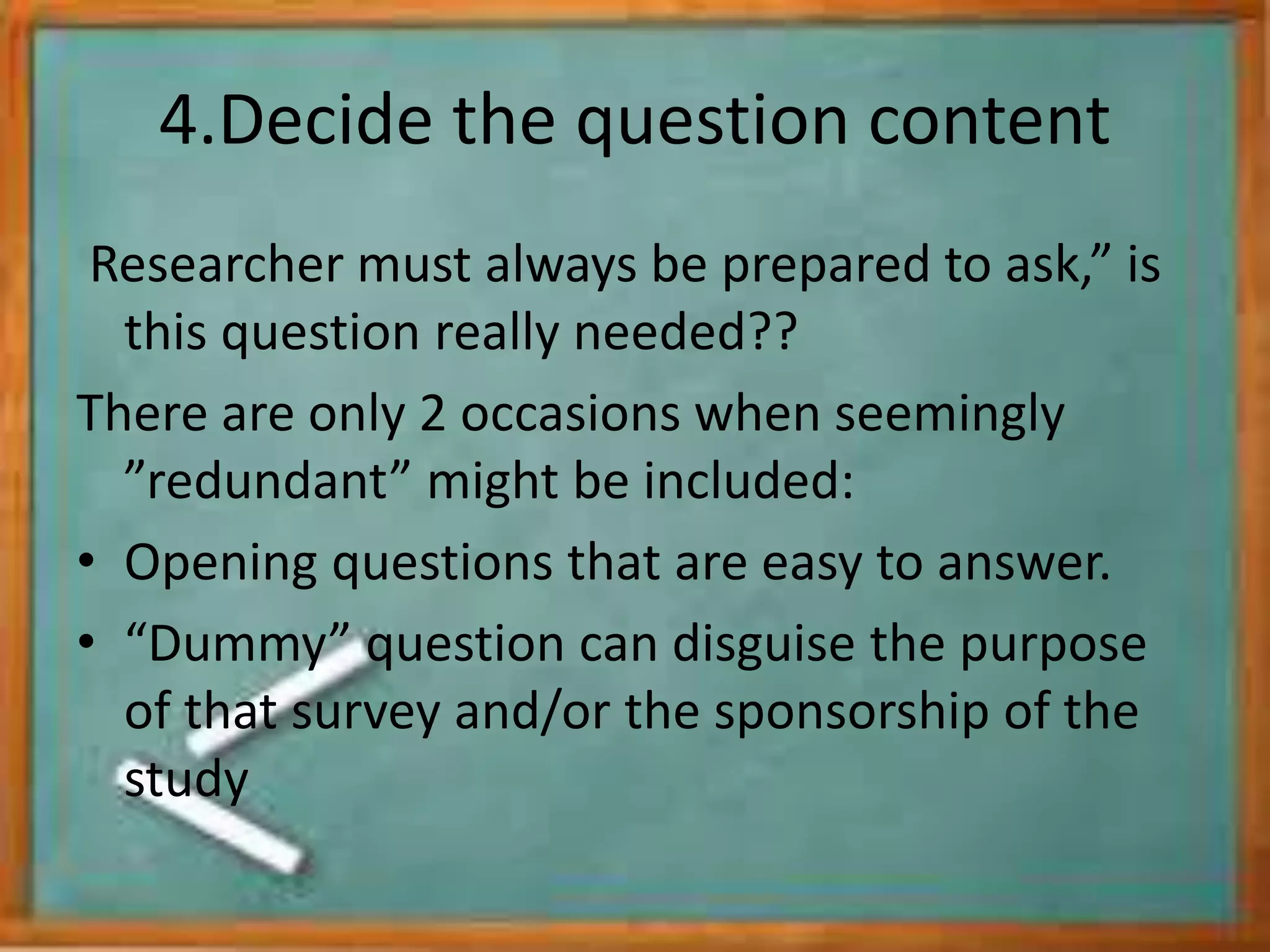 steps in Questionnaire design | PPTX