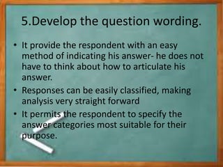 steps in Questionnaire design | PPTX
