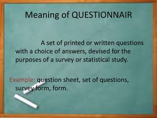 steps in Questionnaire design | PPTX