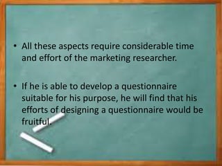 steps in Questionnaire design | PPTX