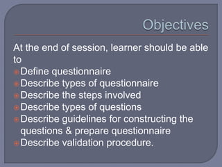 Questionnaire design | PPTX