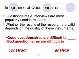 Questionnaire Design | PPT