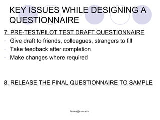 Questionnaire Design | PPT