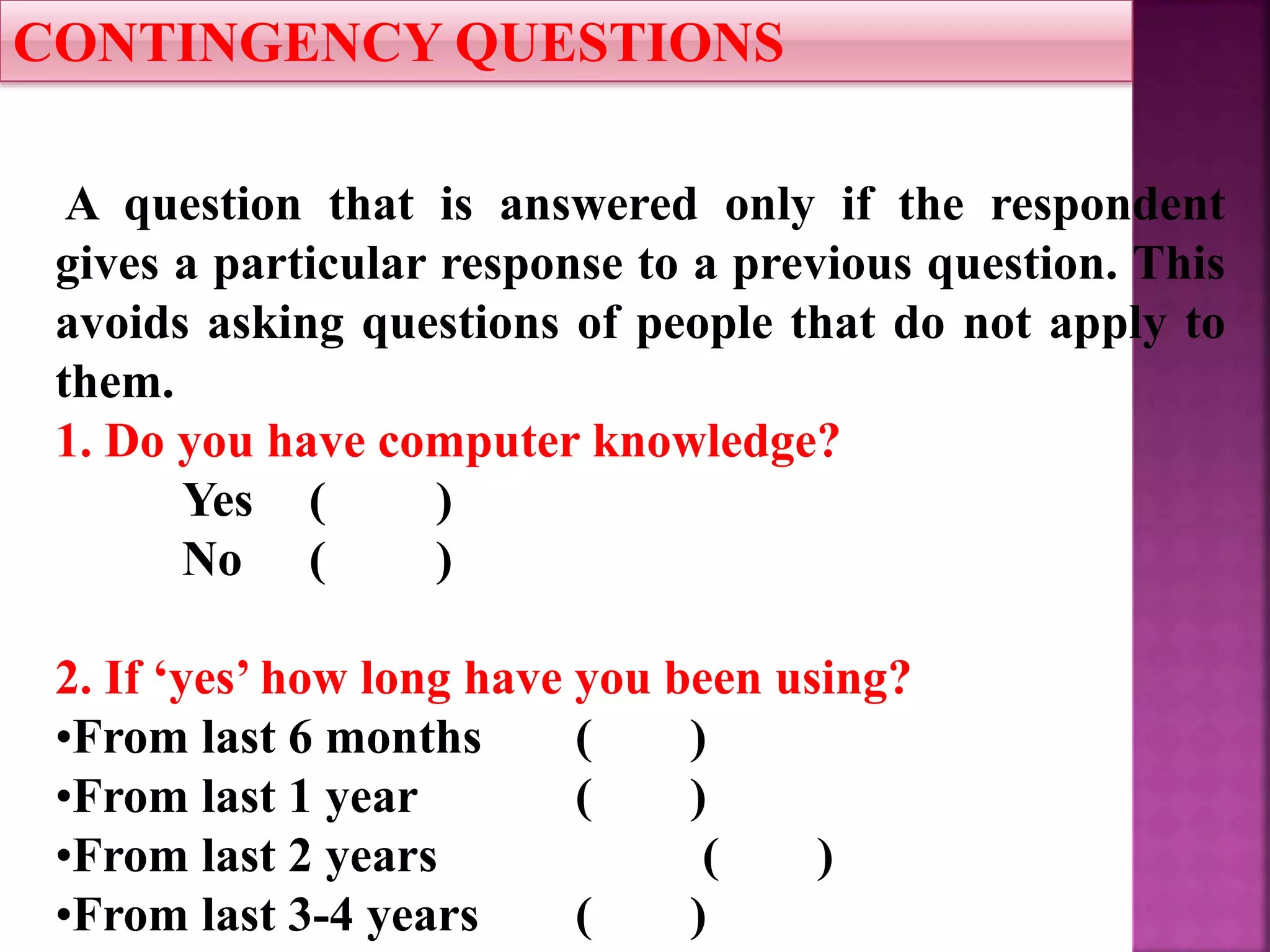 Questionnaire designing in a research process | PPTX