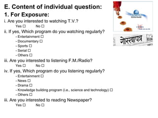 Questionnaire design on advertising | PPT