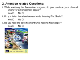 Questionnaire design on advertising | PPT