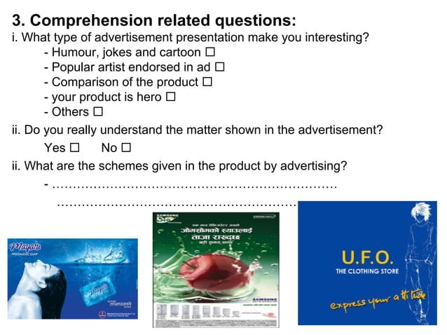 Questionnaire design on advertising | PPT