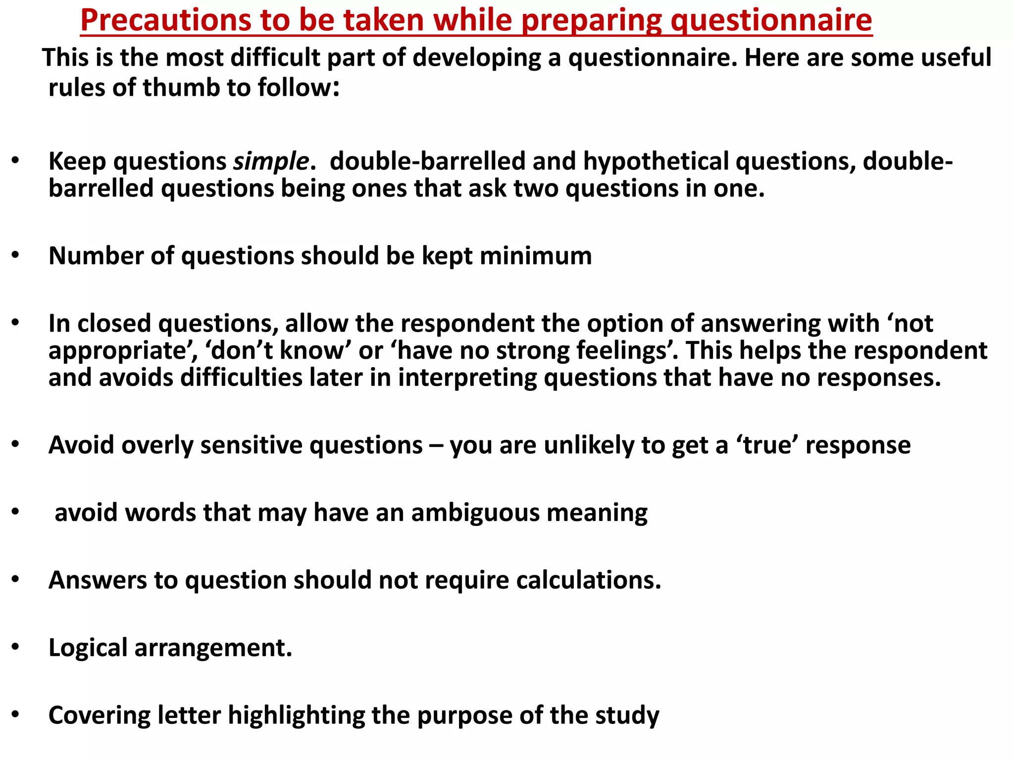 Questionnaire design process | PPTX