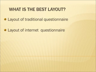 Questionnaire Design Business Research | PPT