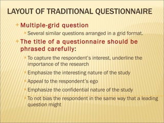 Questionnaire Design Business Research | PPT