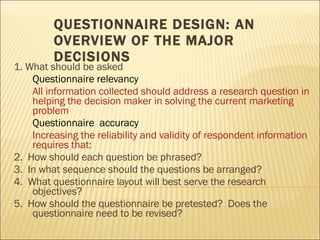 Questionnaire Design Business Research | PPT