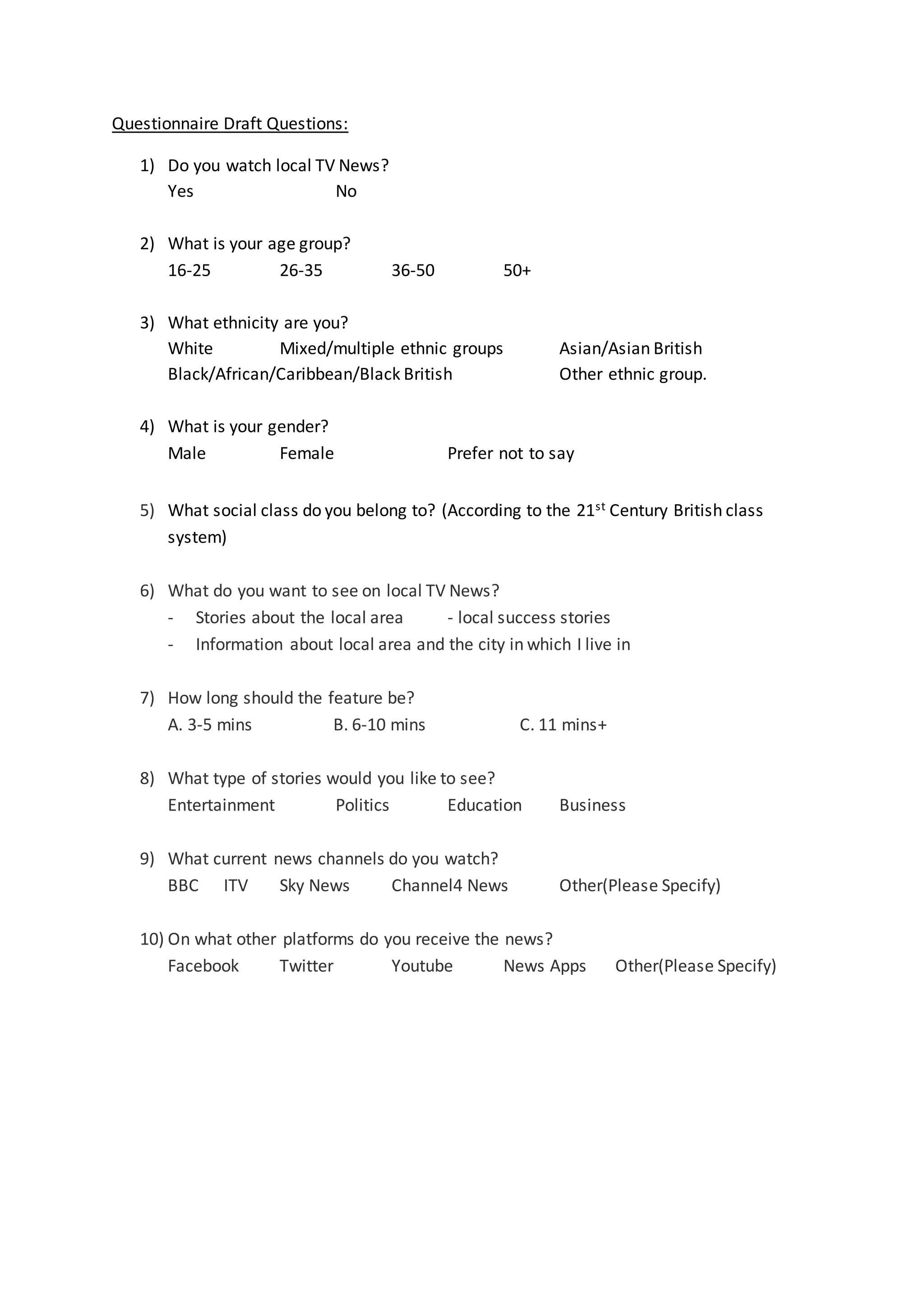 Draft Questions | PDF