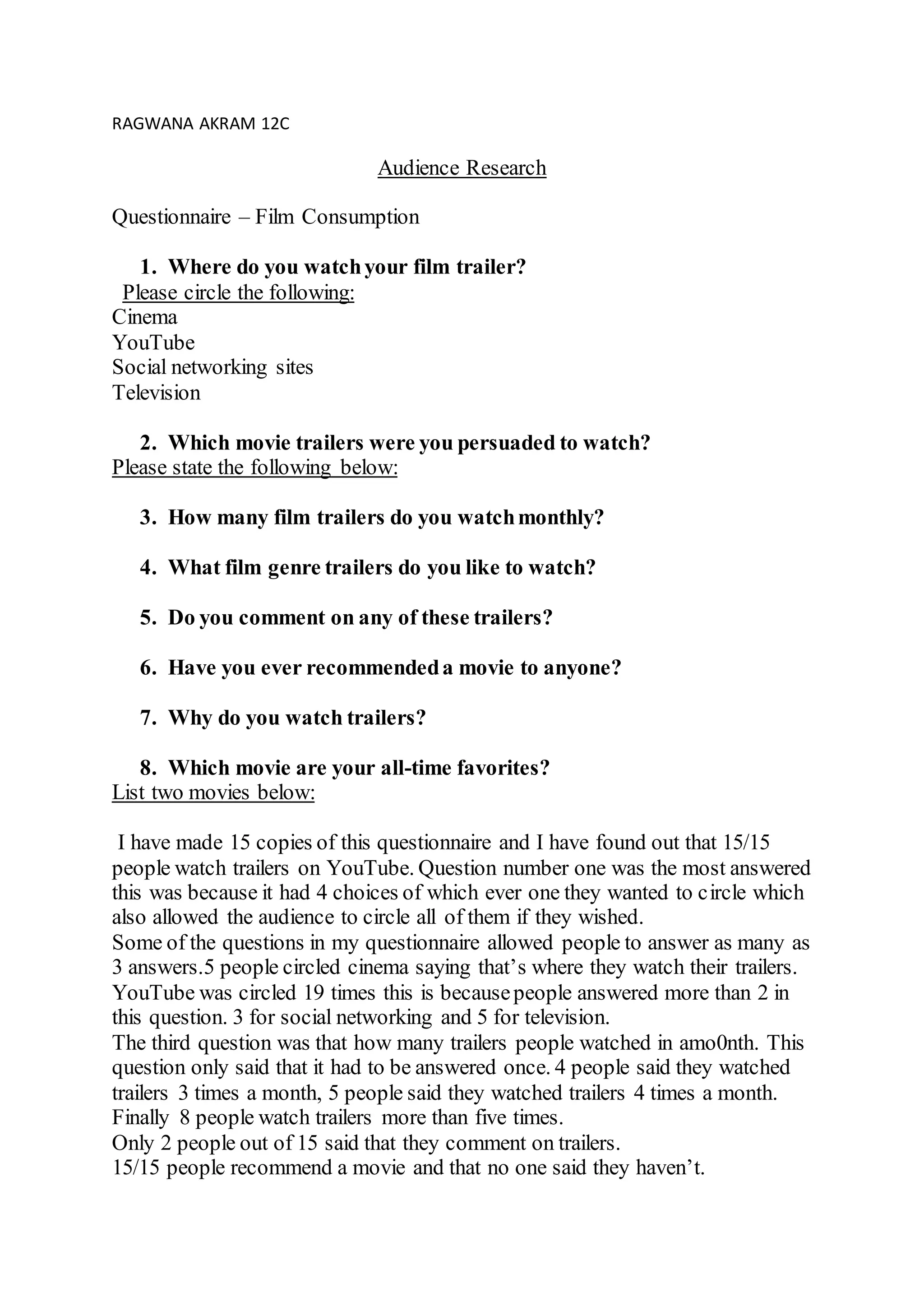 Questionnaire Film Consumption - 4018 | DOCX
