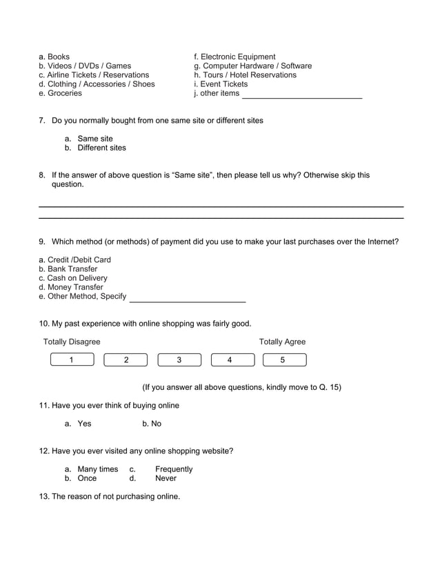 Questionnaire final | DOC | Shopping