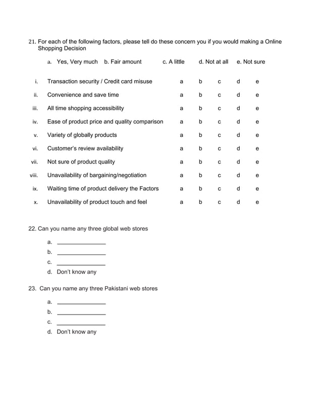 Questionnaire final | DOC | Shopping