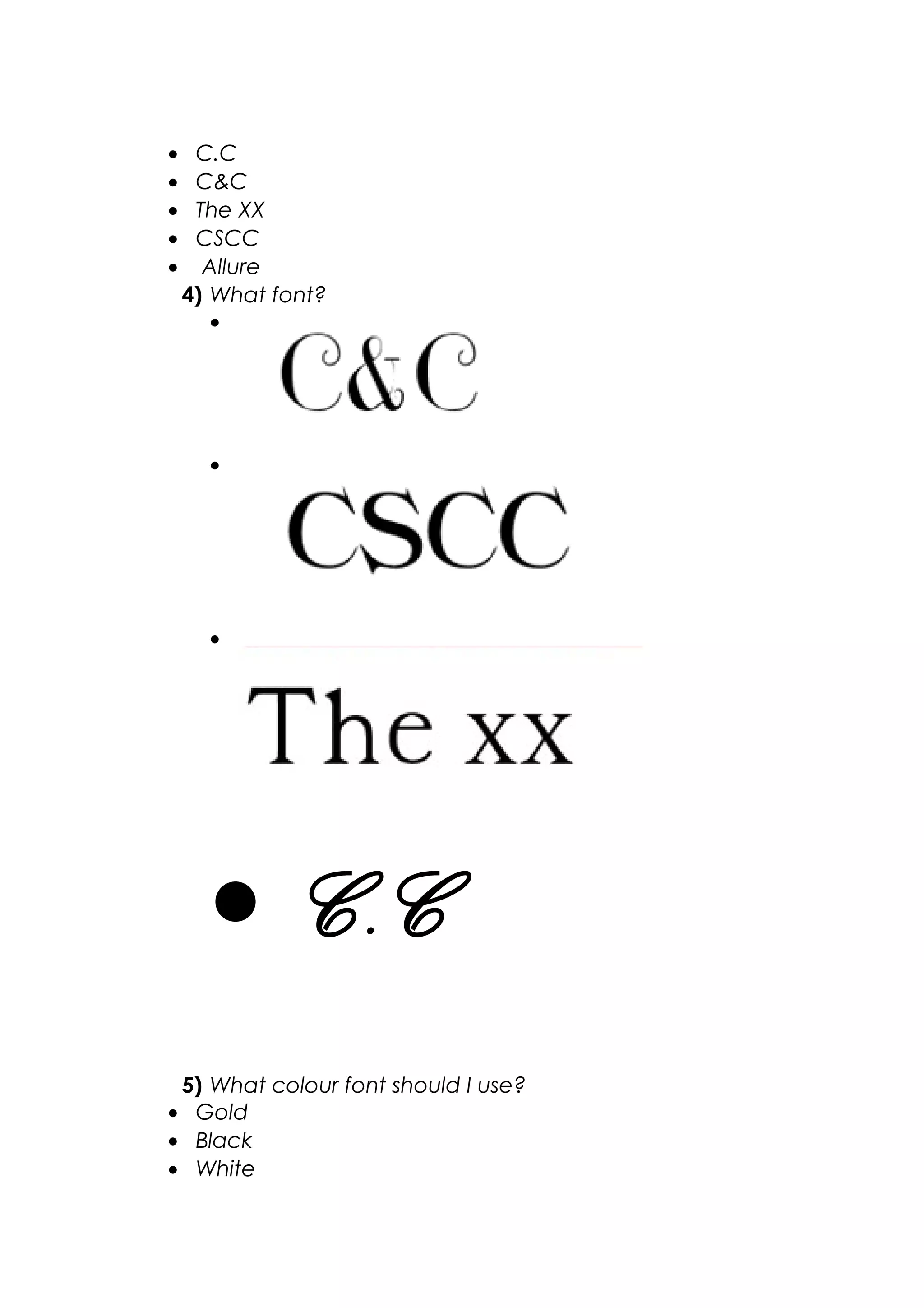 Questionnaire (font name) | DOC