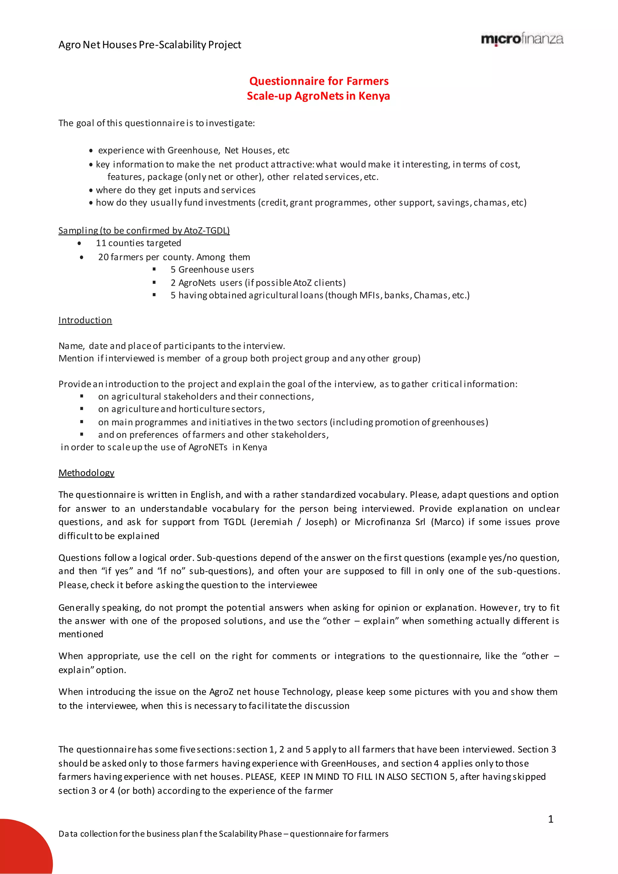 Questionnaire+for+business+plan farmer | DOCX