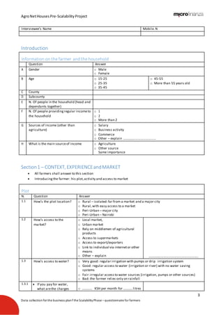 Questionnaire+for+business+plan farmer | PDF