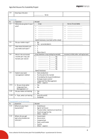 Questionnaire+for+business+plan farmer | PDF