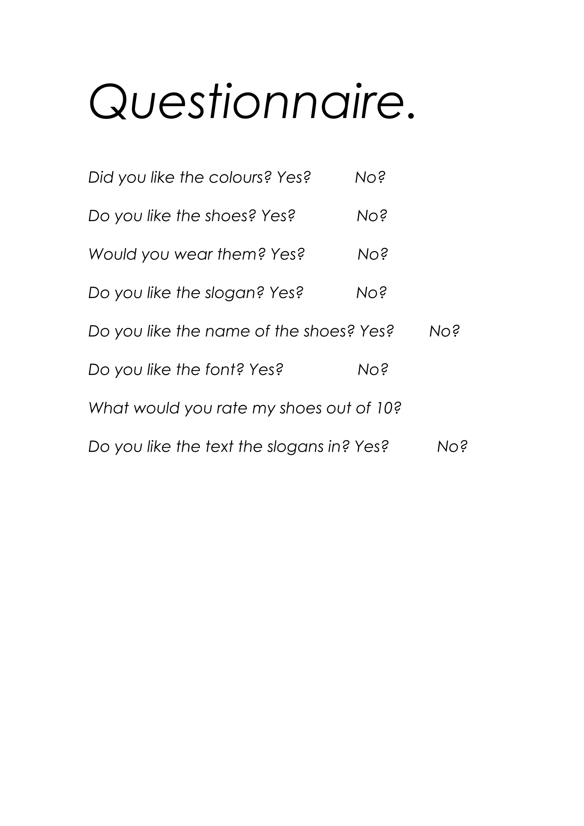 Questionnaire for shoess | DOC