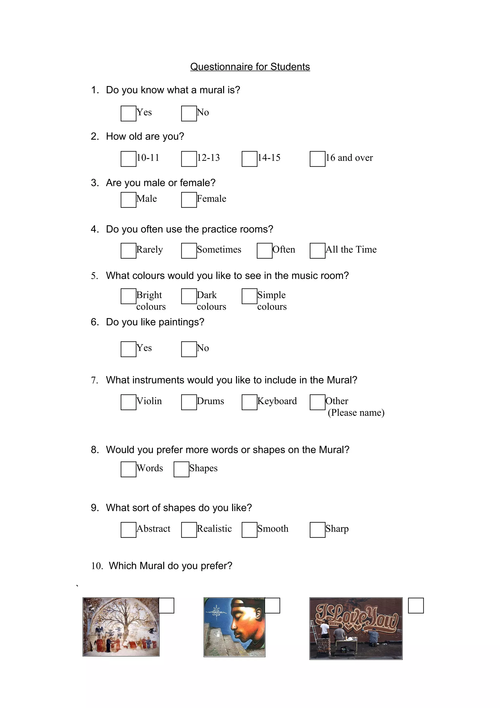 Questionnaire for Students | DOC