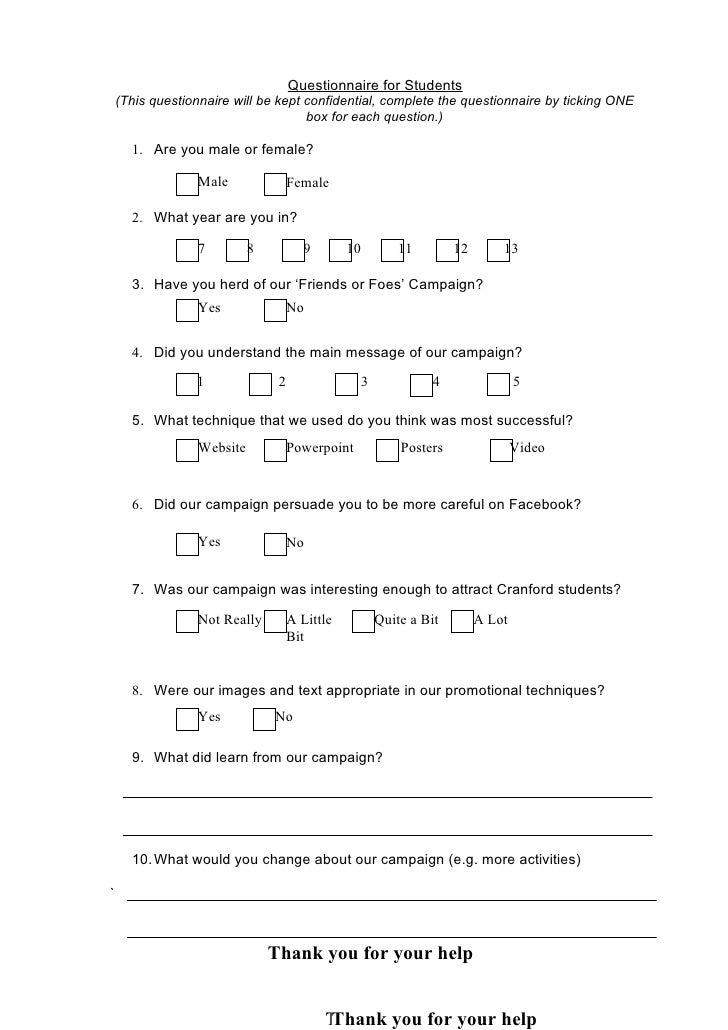 Questionnaire For Students questionnaire-for-students