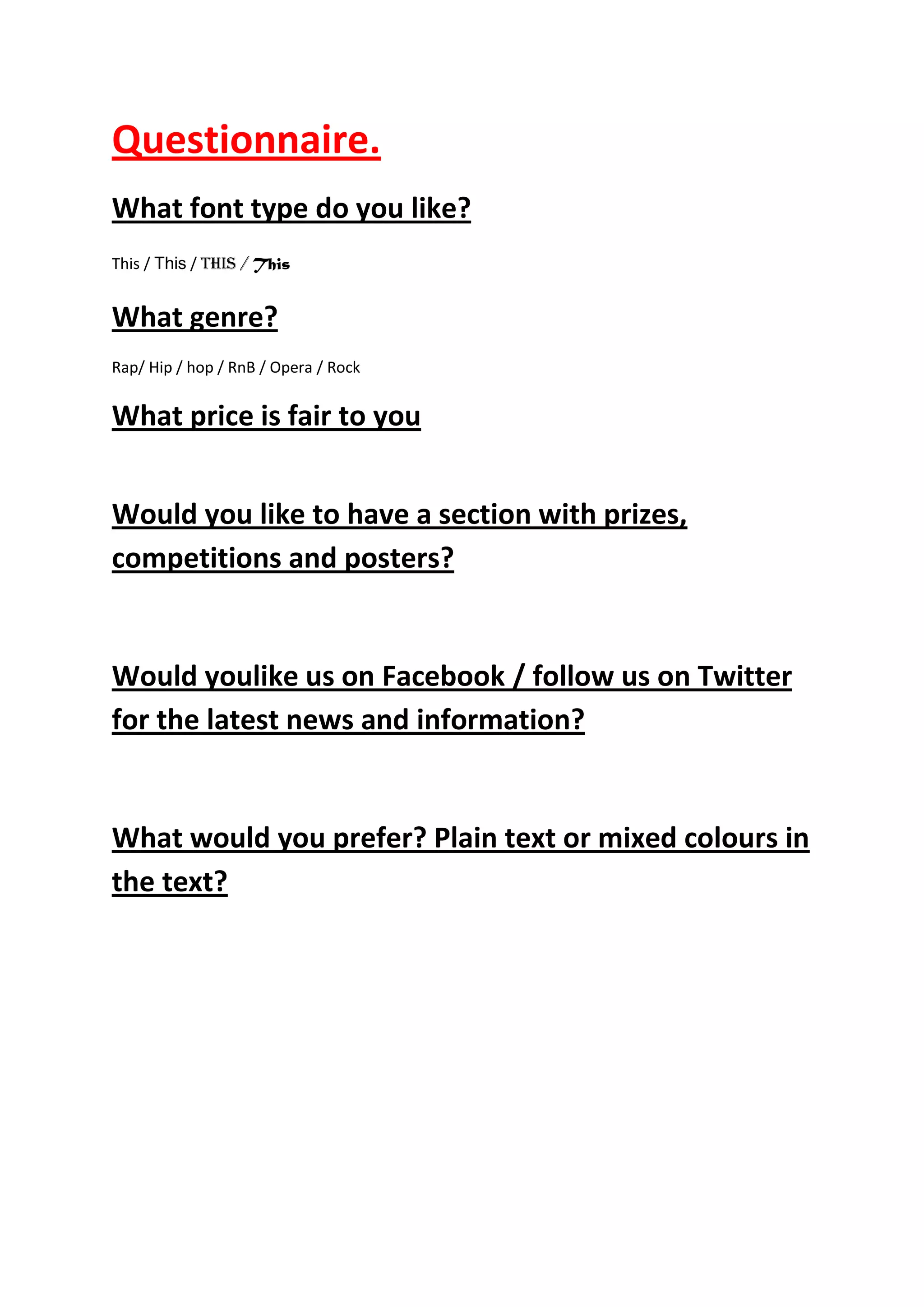 Questionnaire for style (e.t.c) | DOCX