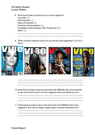 Questionnaire For Target Audience Of Music Magazine | DOCX