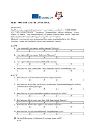 Questionnaire for the COMIC BOOK | PDF
