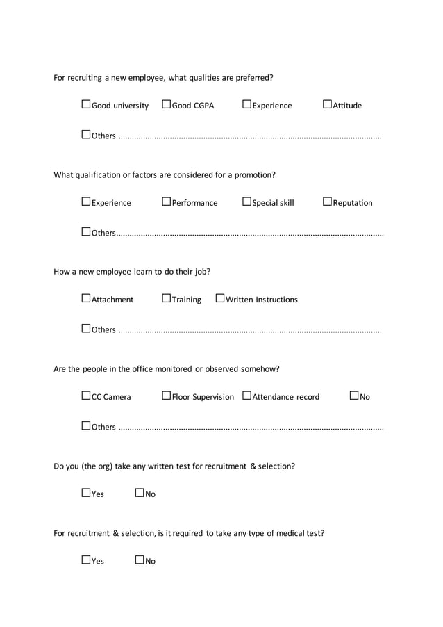 Questionnaire for Job Analysis | PDF