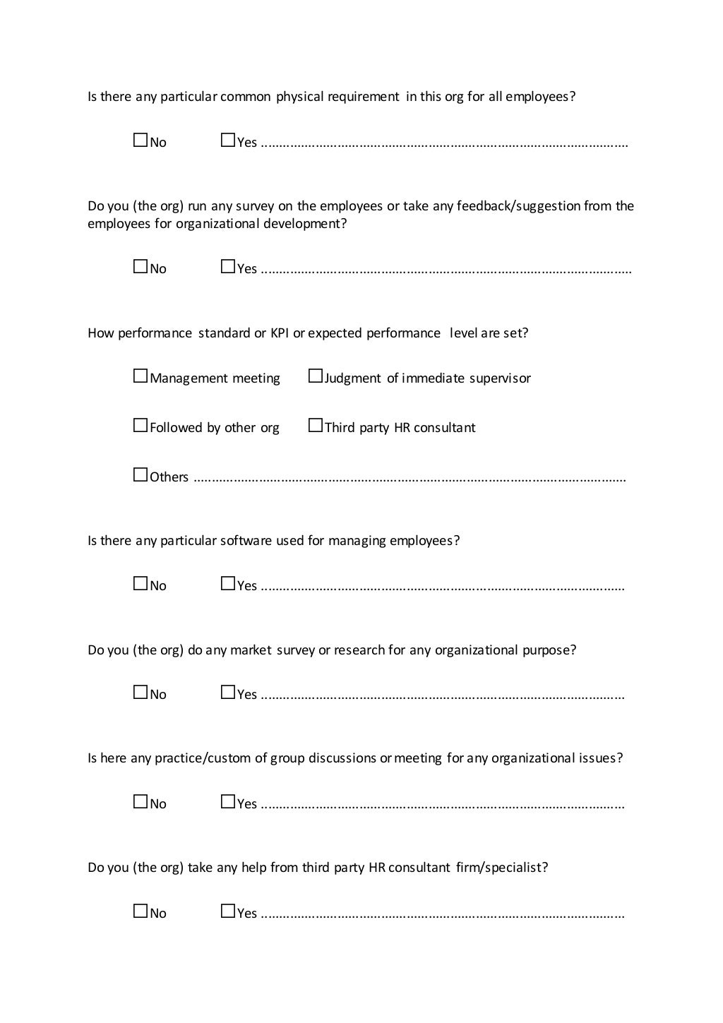 Questionnaire for Job Analysis