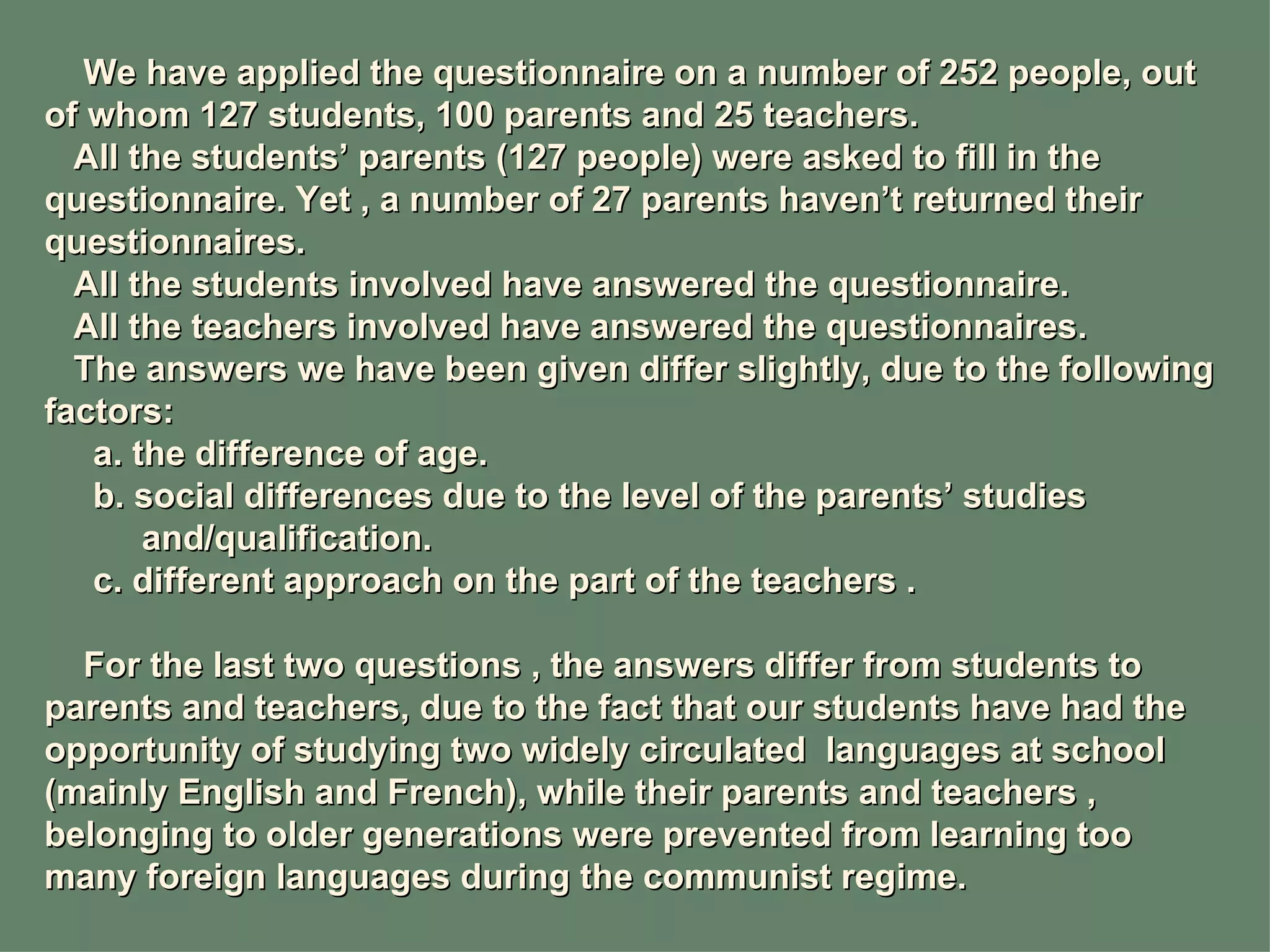 Questionnaire Interpretation | PPT
