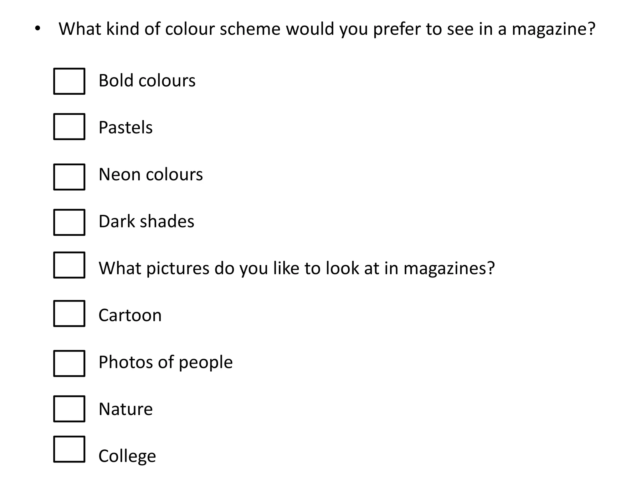 Questionnaire magazine information | PPT