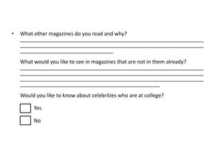 Questionnaire magazine information | PPT