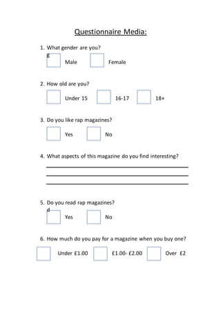 Questionnaire media blank | DOCX