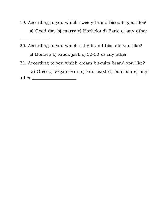 Questionnaire on biscuits | DOCX