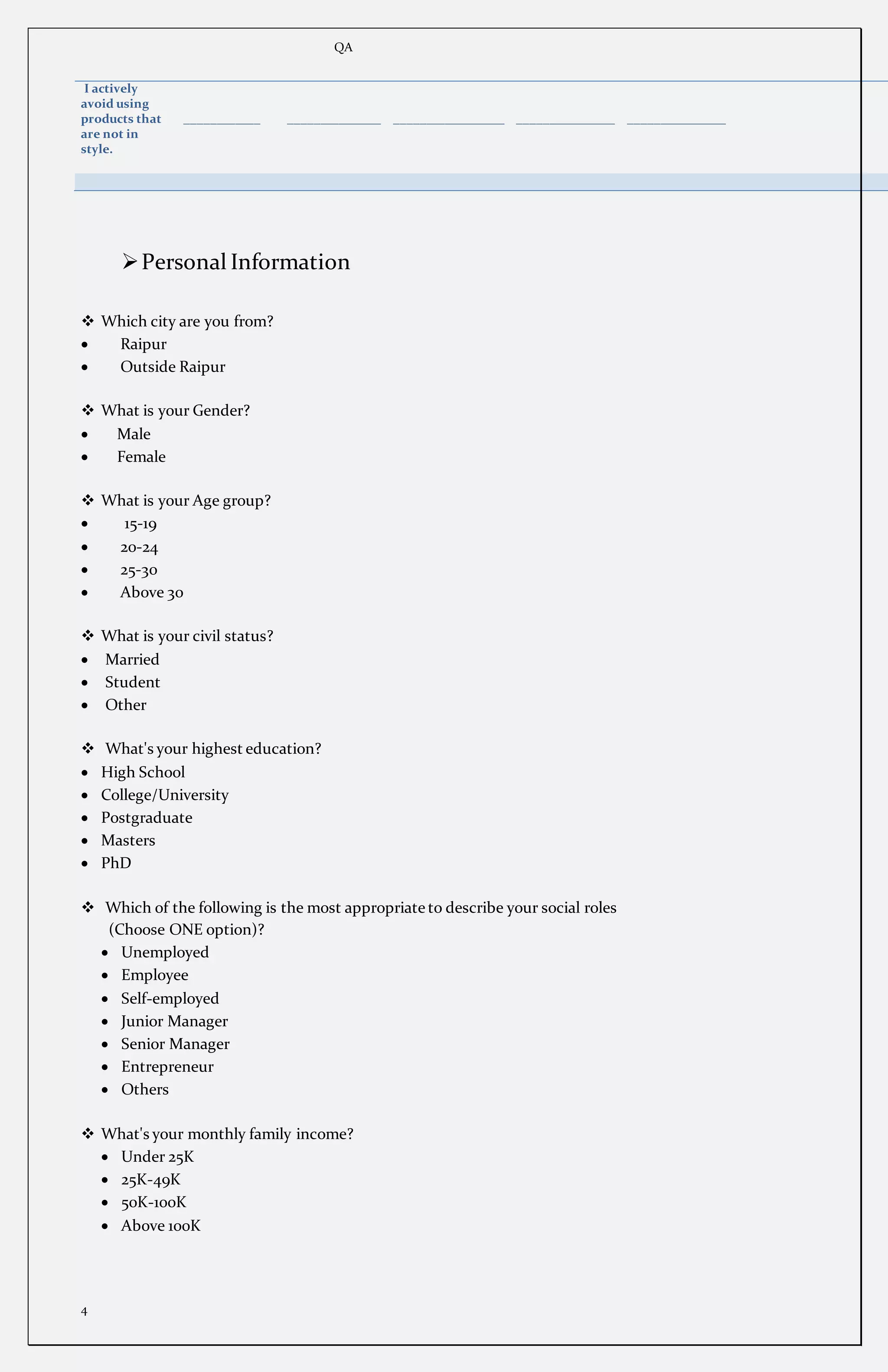 Questionnaire on luxury brand shopping | DOCX