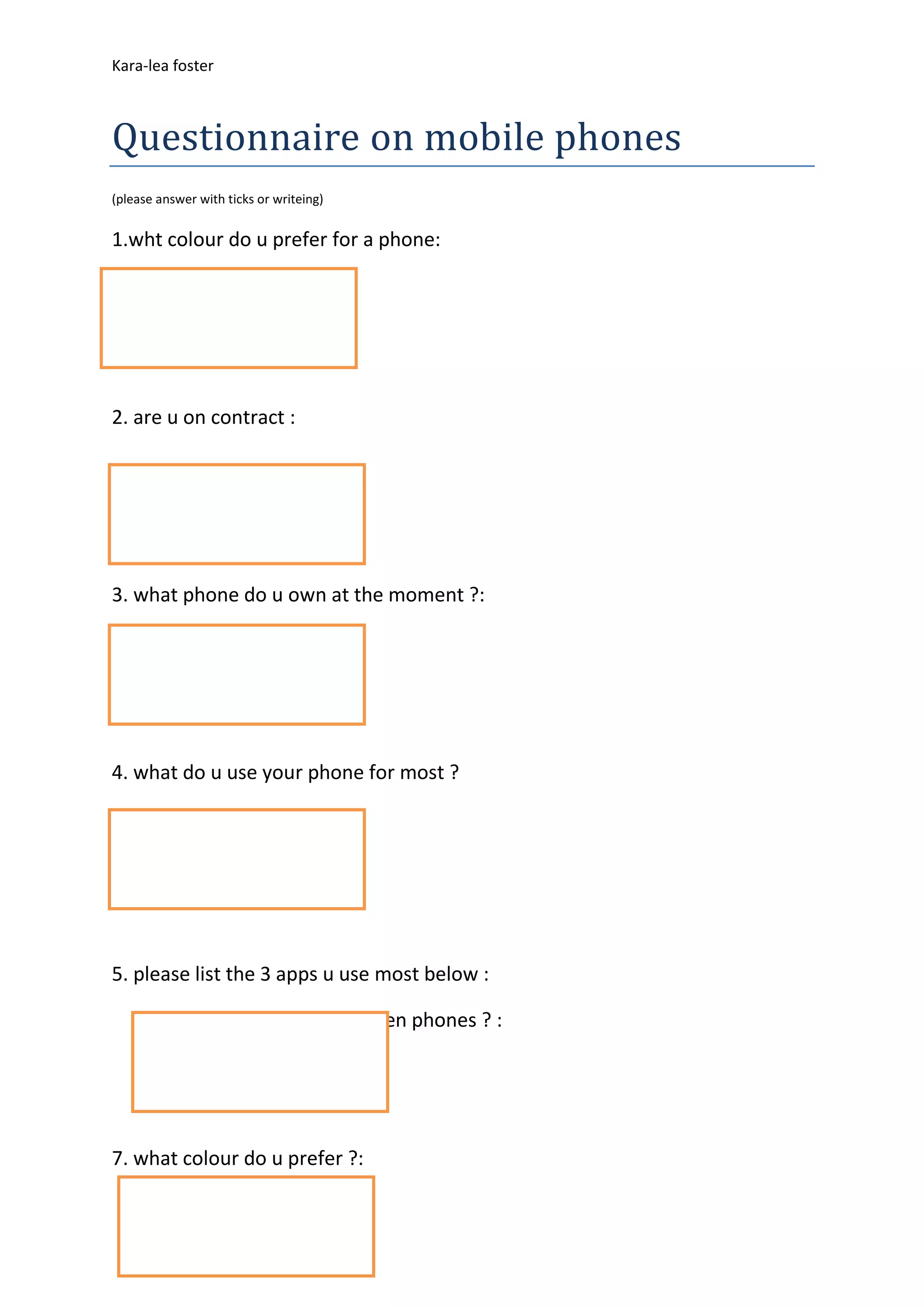 Questionnaire on mobile phones | DOCX