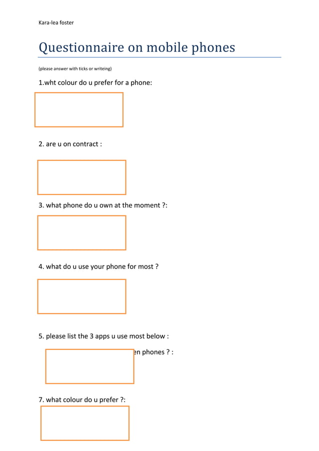 Questionnaire on mobile phones | DOCX | Smartphones | Consumer Electronics